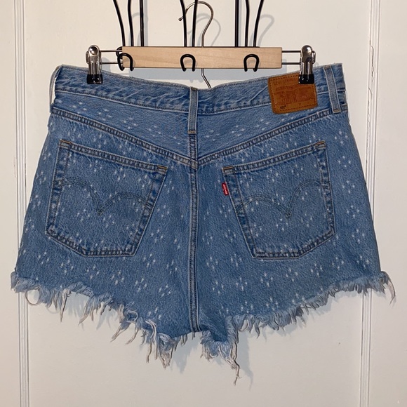 Levi's | Shorts | Levis 5 Dottie Blues Highrise Jean Denim Short Shorts With Fringe Distress ...